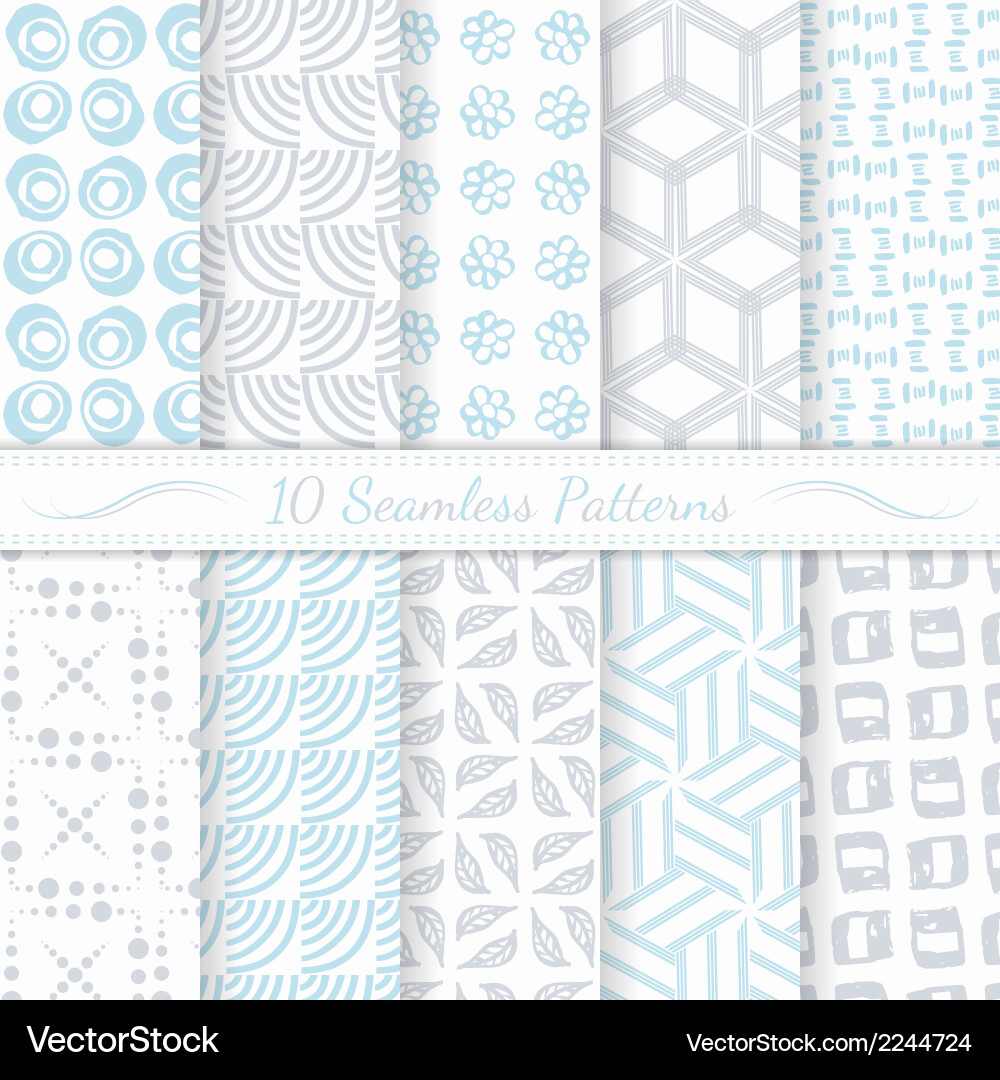 Set of ten seamless modern patterns Royalty Free Vector