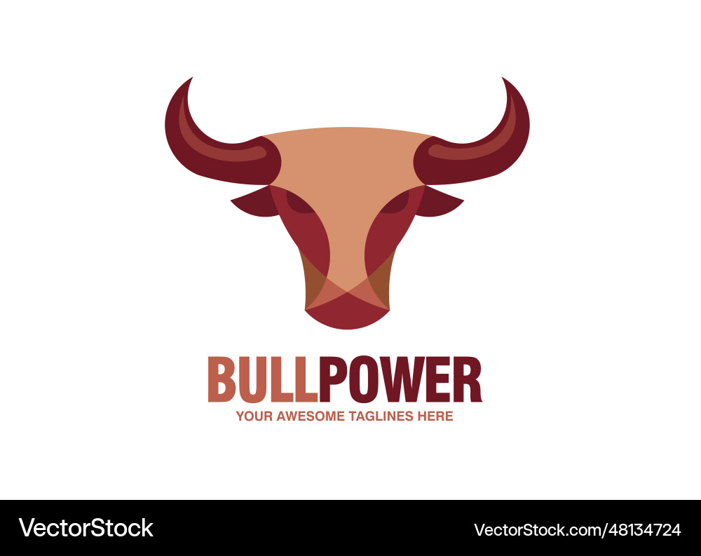 Simple bull head logo Royalty Free Vector Image