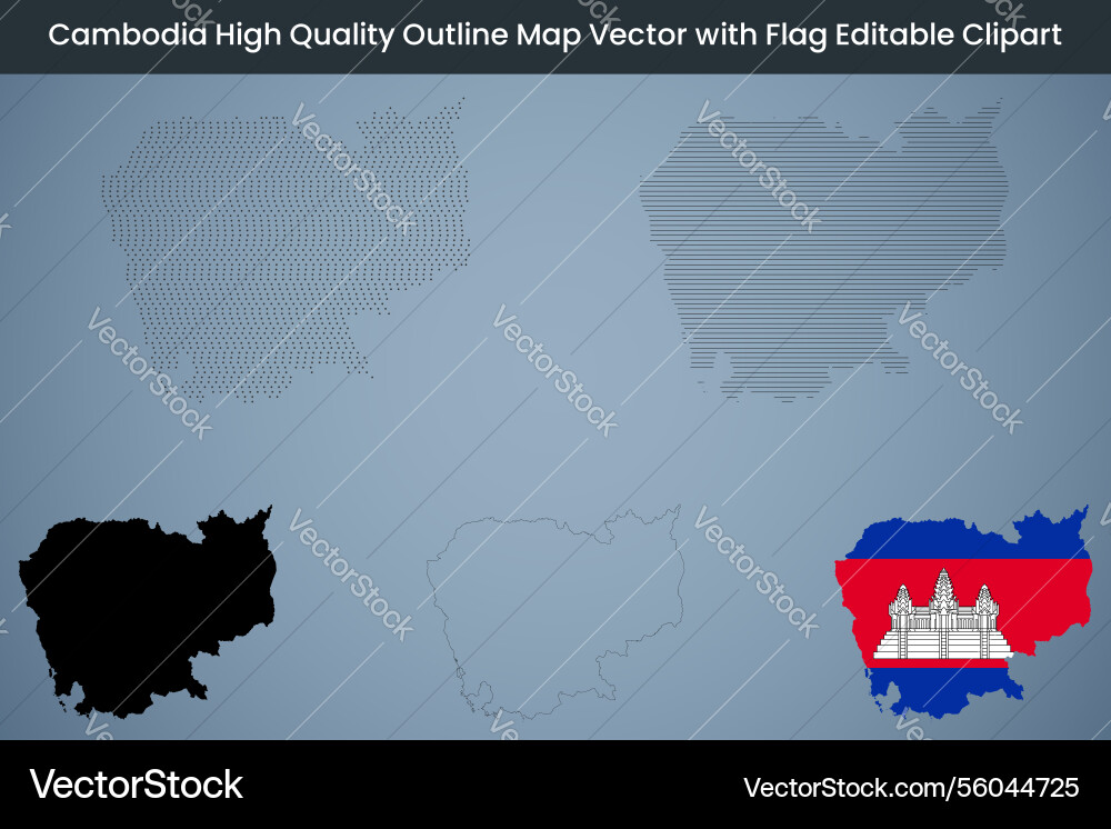 Cambodia high quality map clipart resolution Vector Image