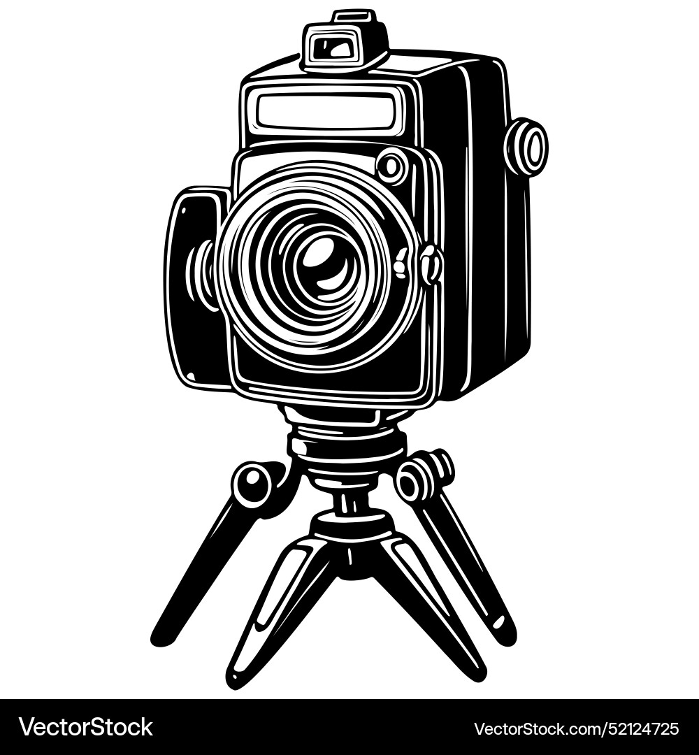 Camera hand drawn line transparent background Vector Image