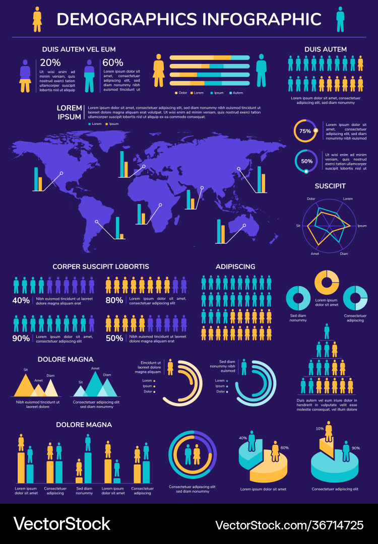 Demographics infographic population growth data Vector Image