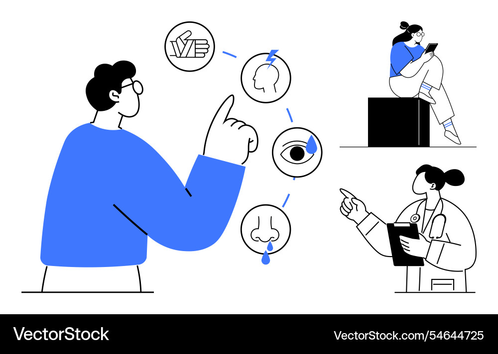 Doctor consulting patient while another person Vector Image