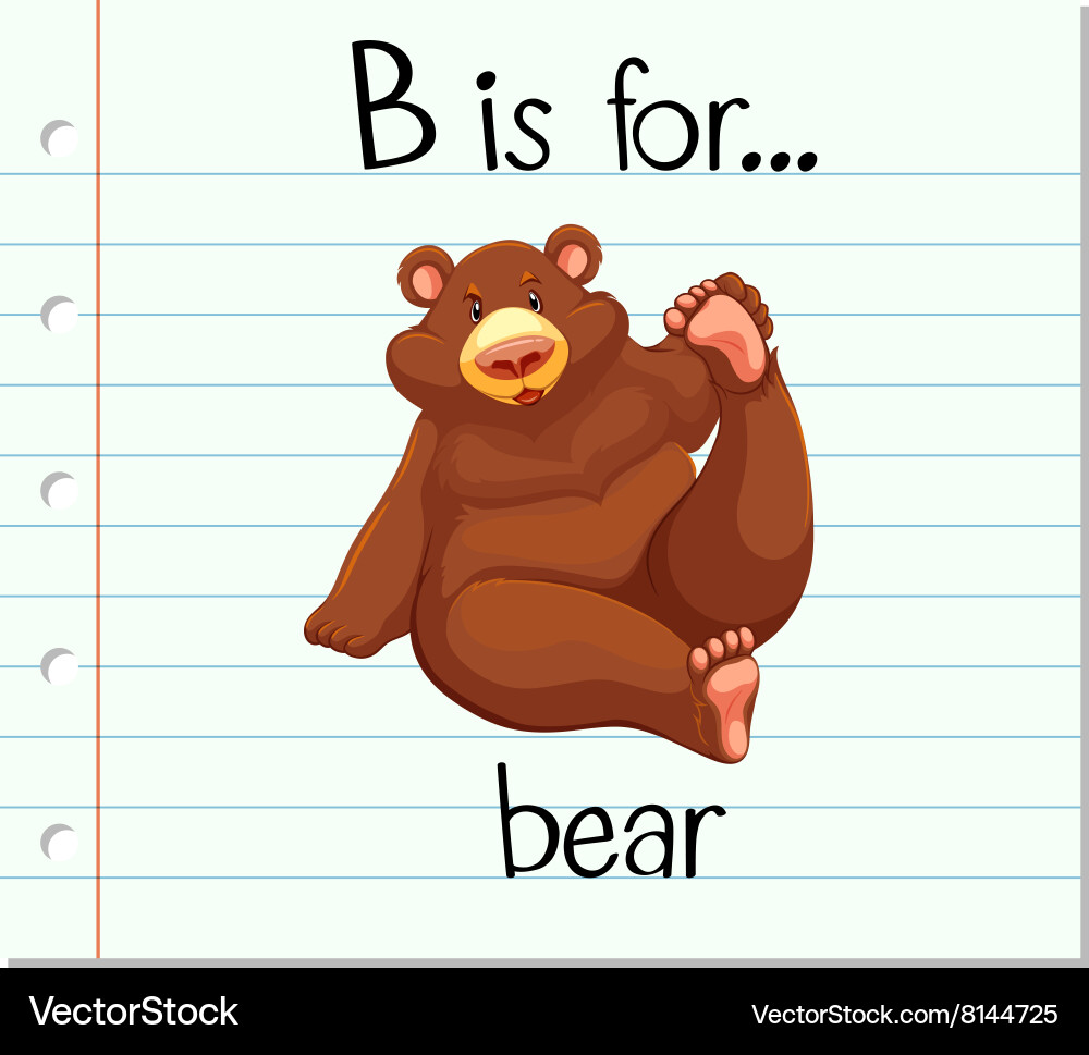 Flashcard letter b is for bear Royalty Free Vector Image