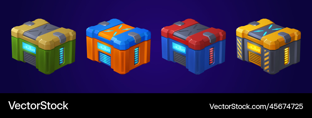 Game futuristic boxes future technology chests Vector Image