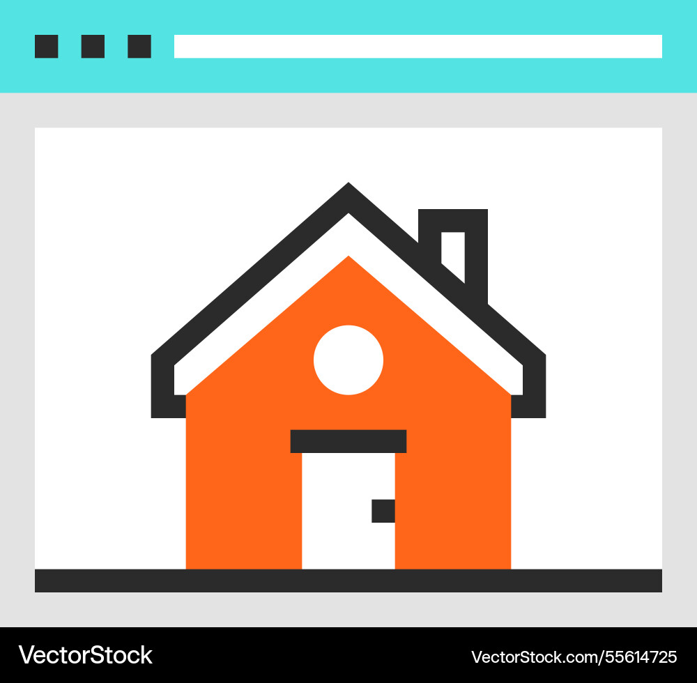 Home page flat line web icon concept Royalty Free Vector