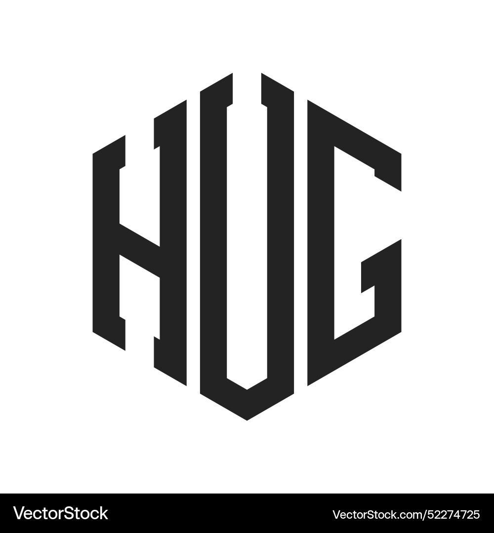 Hug logo design initial letter monogram Royalty Free Vector