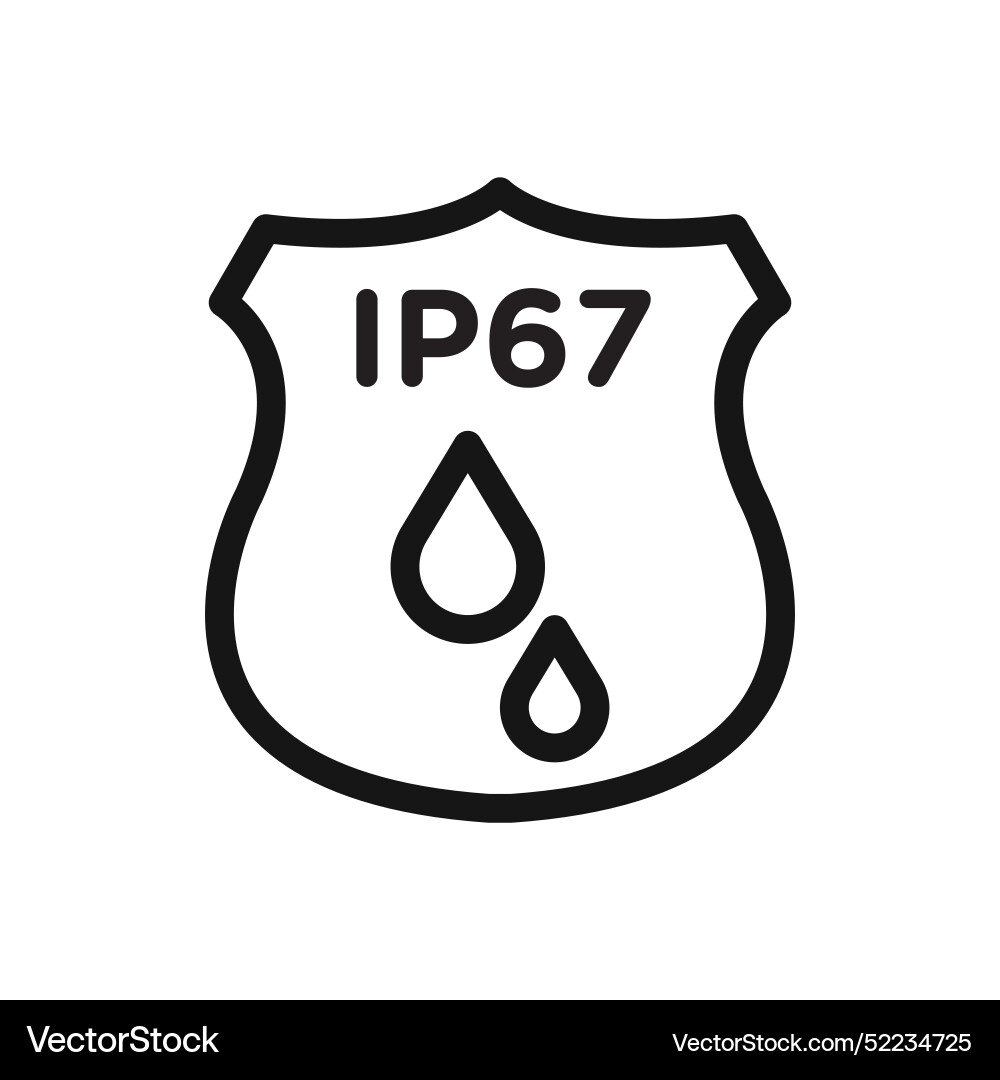 Ip67 waterproof icon black line art logo Vector Image