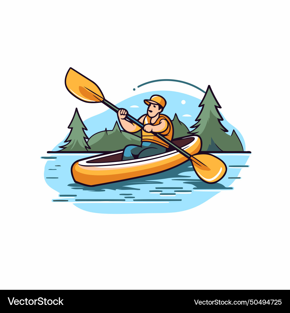 Kayaking canoeing in cartoon style Royalty Free Vector Image