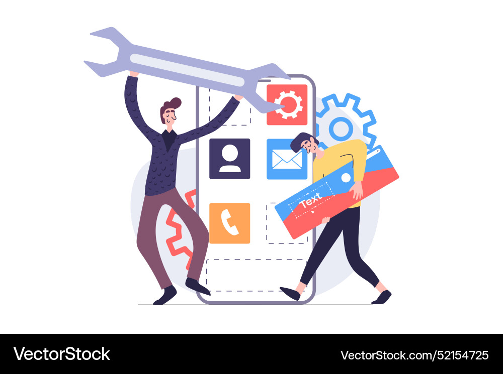 Mobile App Development Team Royalty Free Vector Image