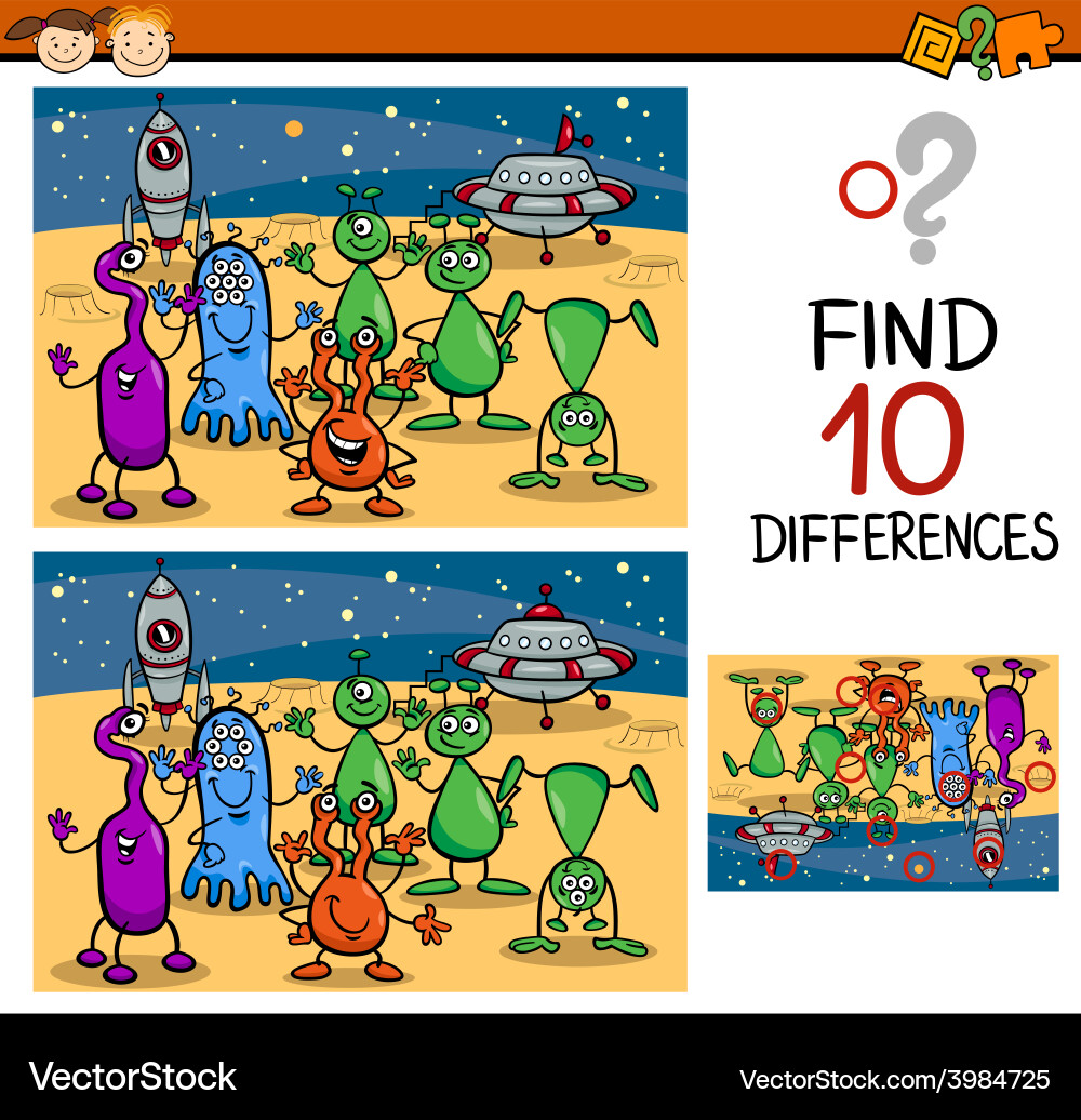 Preschool Differences Spot the Difference Game Vector Image