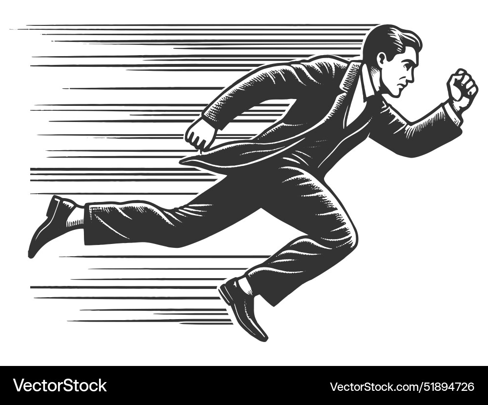 Businessman running in hurry Royalty Free Vector Image