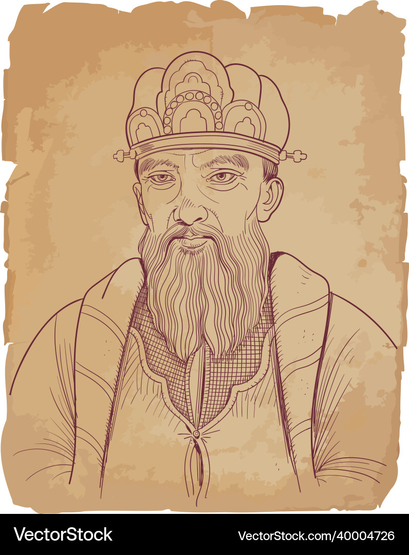 Confucius Portrait - Line Art Royalty Free Vector Image