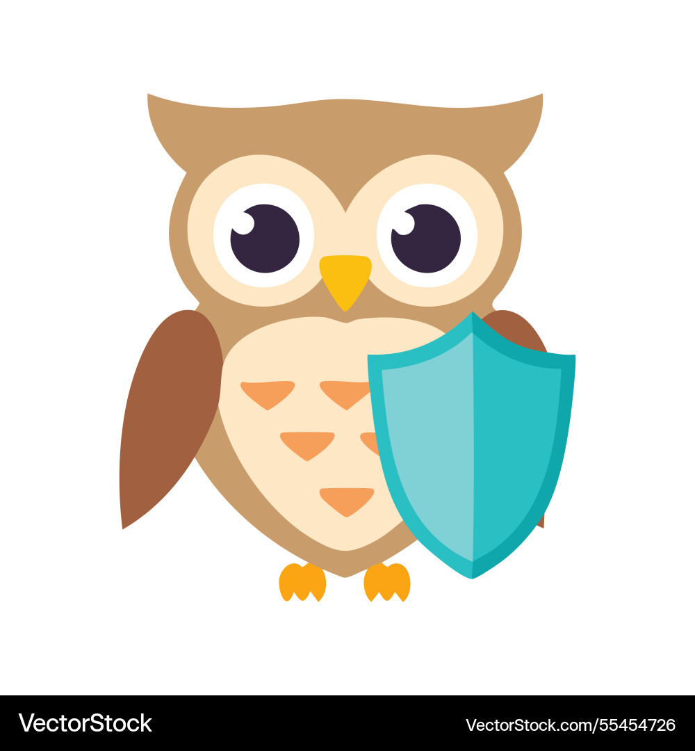 Cute owl with shield Royalty Free Vector Image
