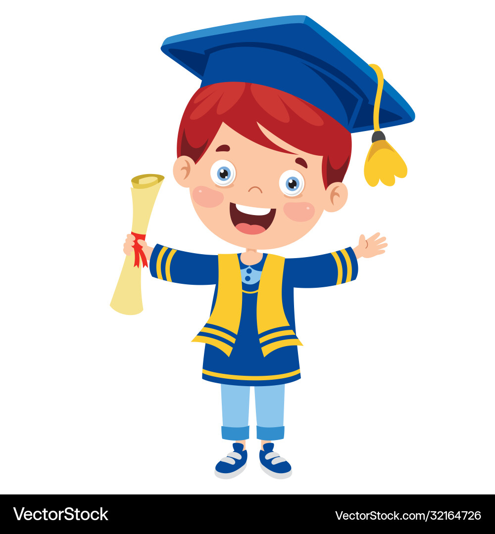Kid in graduation costume Royalty Free Vector Image