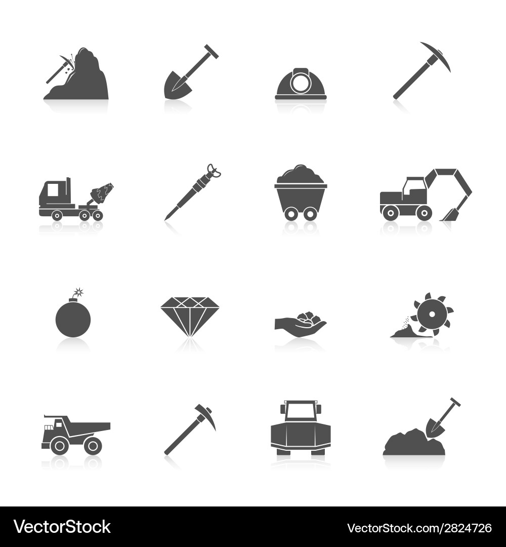 Mining icons set Royalty Free Vector Image - VectorStock