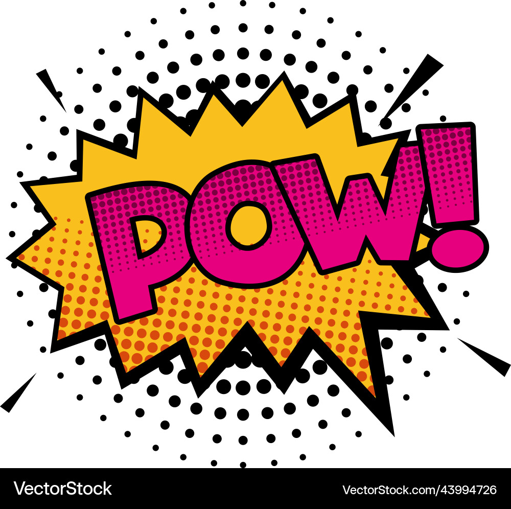Pow splash bubble in color comic style Royalty Free Vector