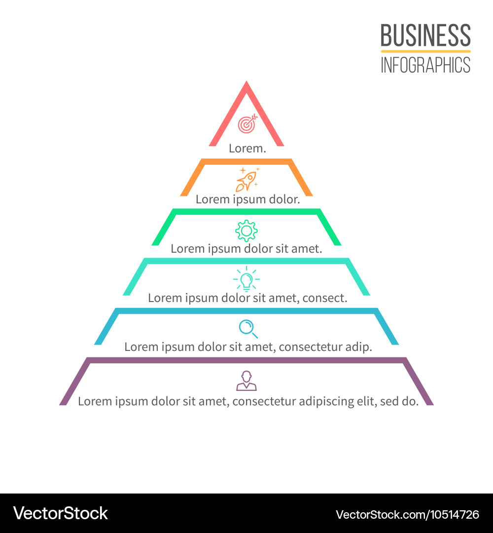 Pyramid triangle with 6 steps levels Royalty Free Vector