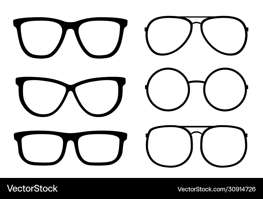Set isolated transparent glasses and sunglasses Vector Image