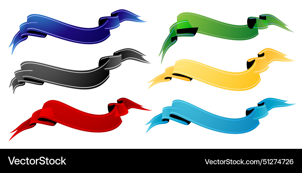 Six elements ribbon on a isolated white background