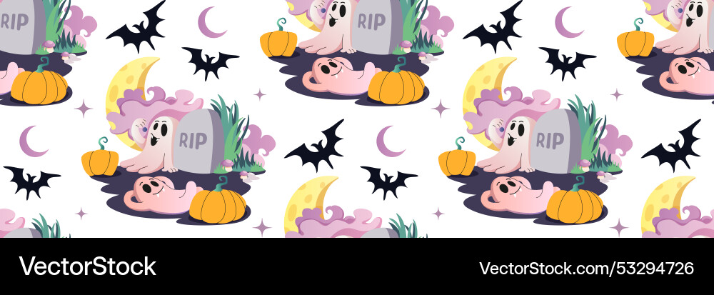 Spooky halloween ghost pattern cute have Vector Image