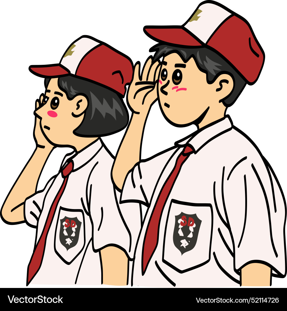 Students salute indonesian independence day Vector Image
