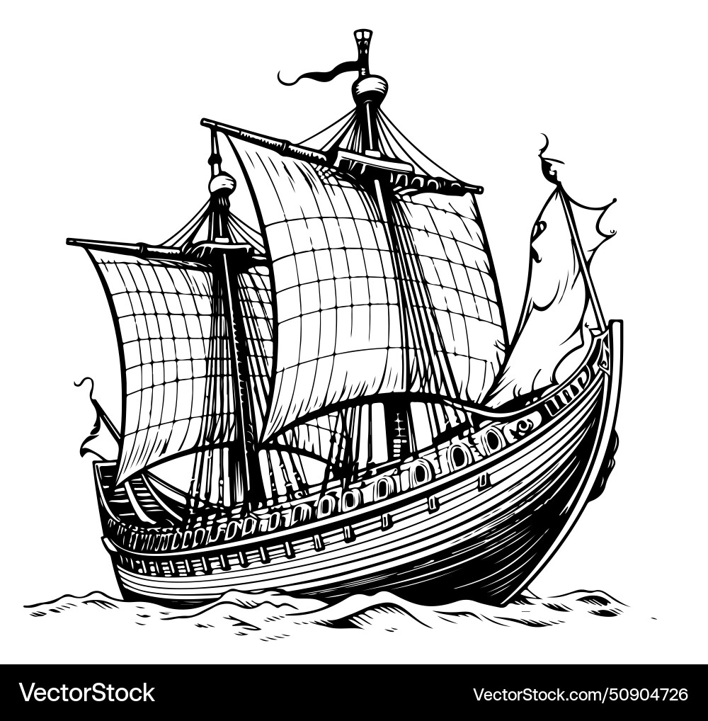 Viking ship medieval military boat Royalty Free Vector Image