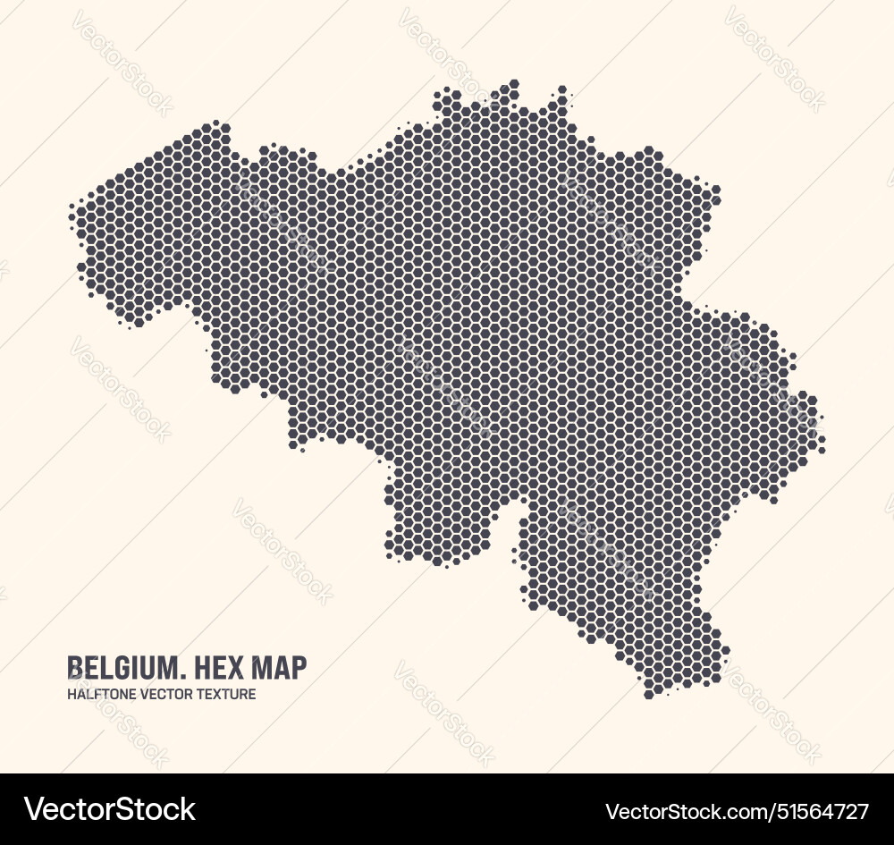 Belgium map hexagonal half tone pattern isolated Vector Image