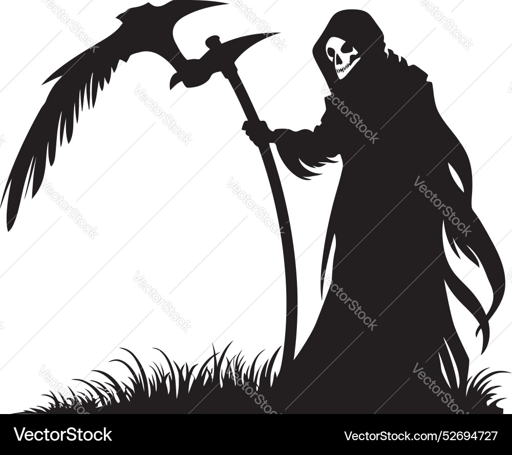 Fates feathered guide scythe icon emblem spectral Vector Image