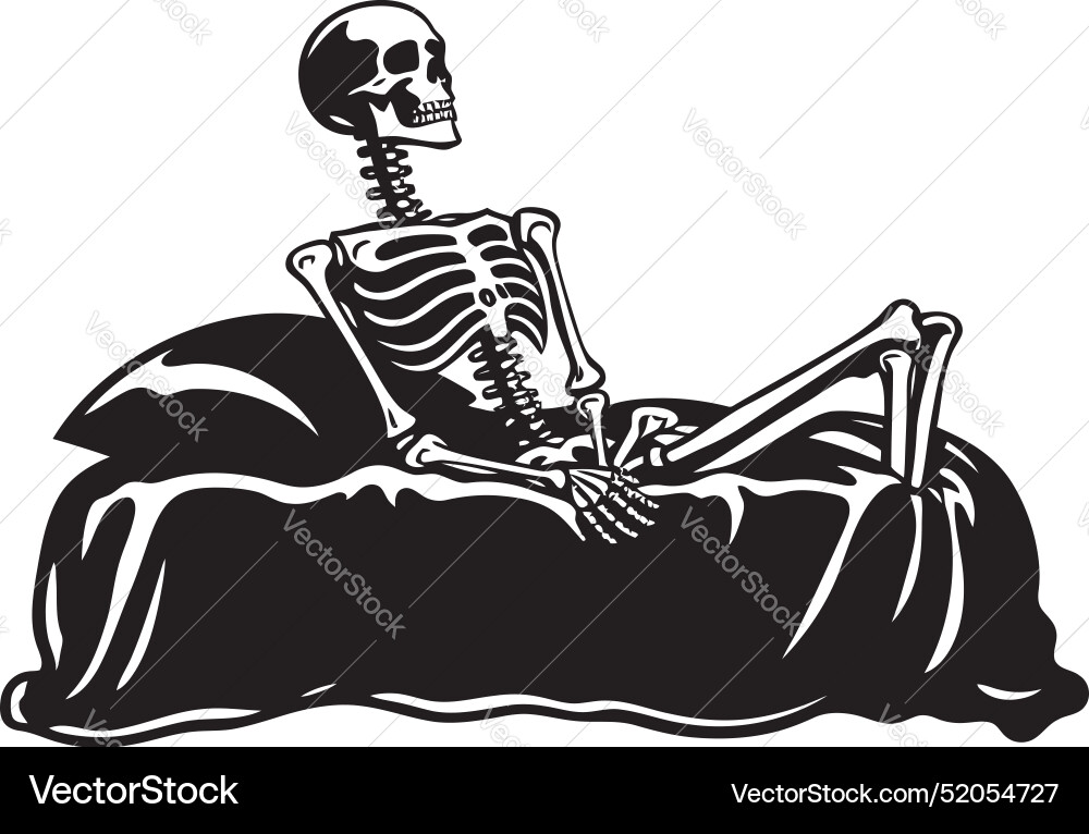 Ghostly rest skeleton on bed logo design bed of Vector Image