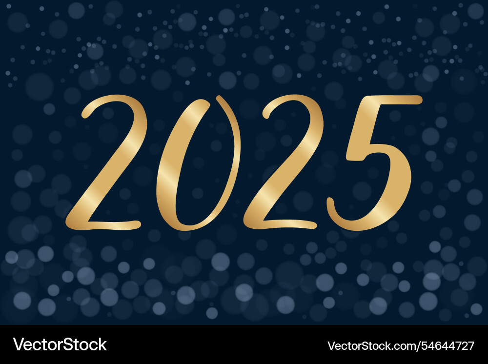 Gold handwritten numbers 2025 happy new year card Vector Image