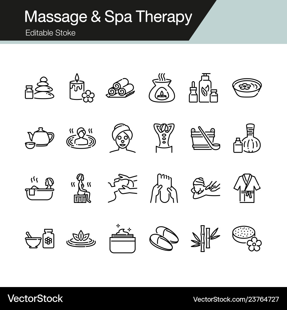 Massage and spa therapy icons modern line design Vector Image