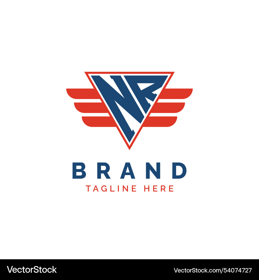 Patriotic nr logo initials letter nr winged logo Vector Image
