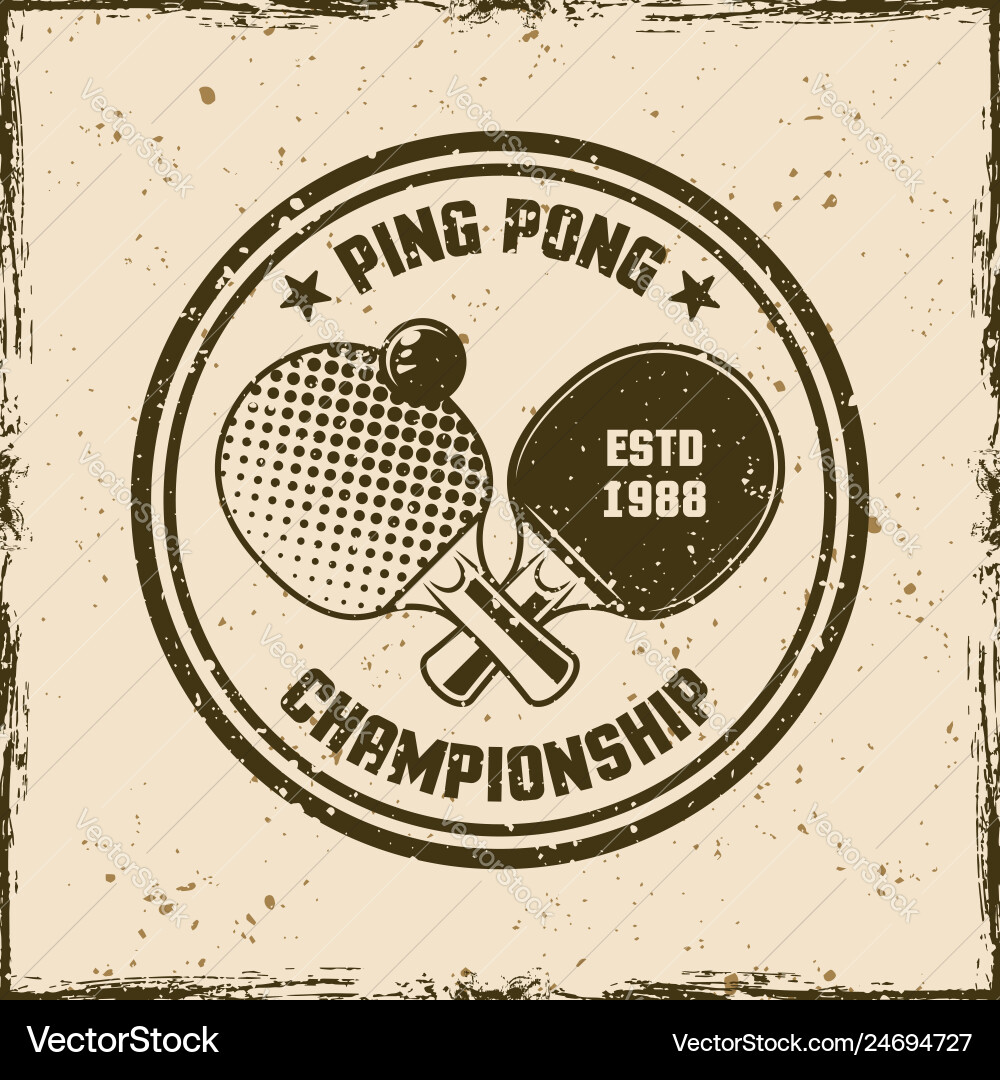 Ping pong vintage round emblem Royalty Free Vector Image