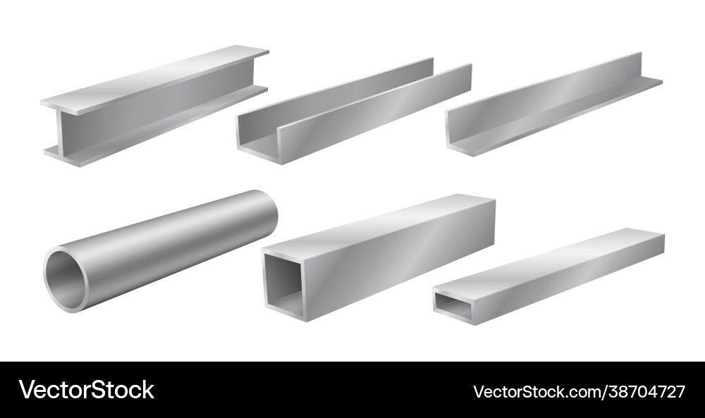 Steel Beams and Pipes - Construction Set Vector Image