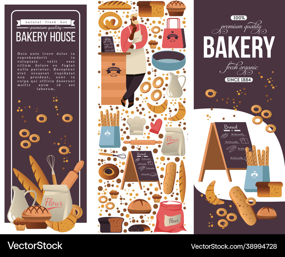 Bakery house baker with fresh pastry products Vector Image
