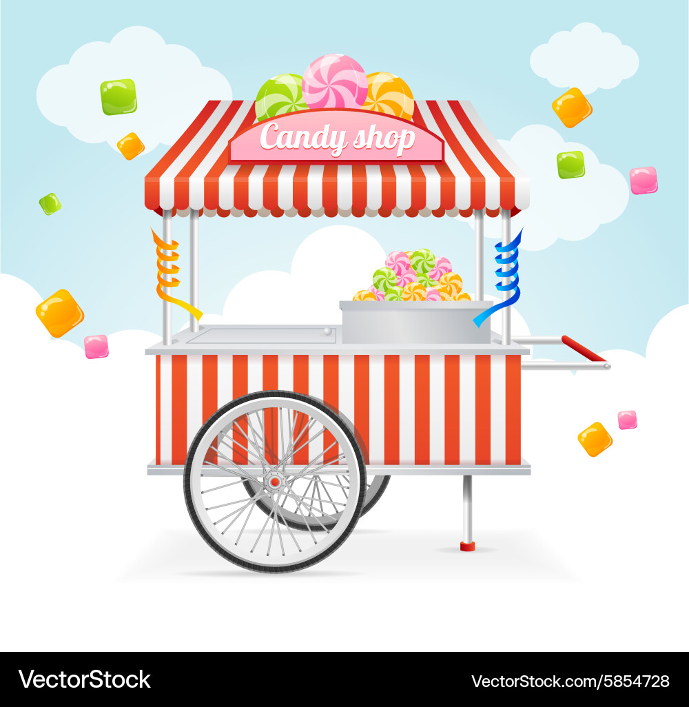 Candy cart market card Royalty Free Vector Image
