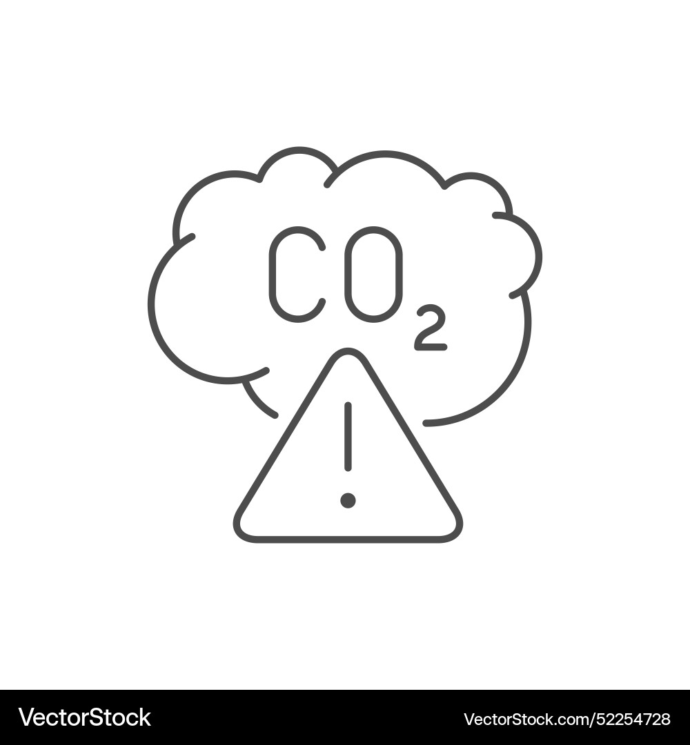Carbon dioxide alert line icon Royalty Free Vector Image