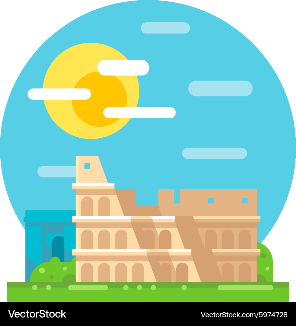 Colosseum ruin flat design landmark Royalty Free Vector