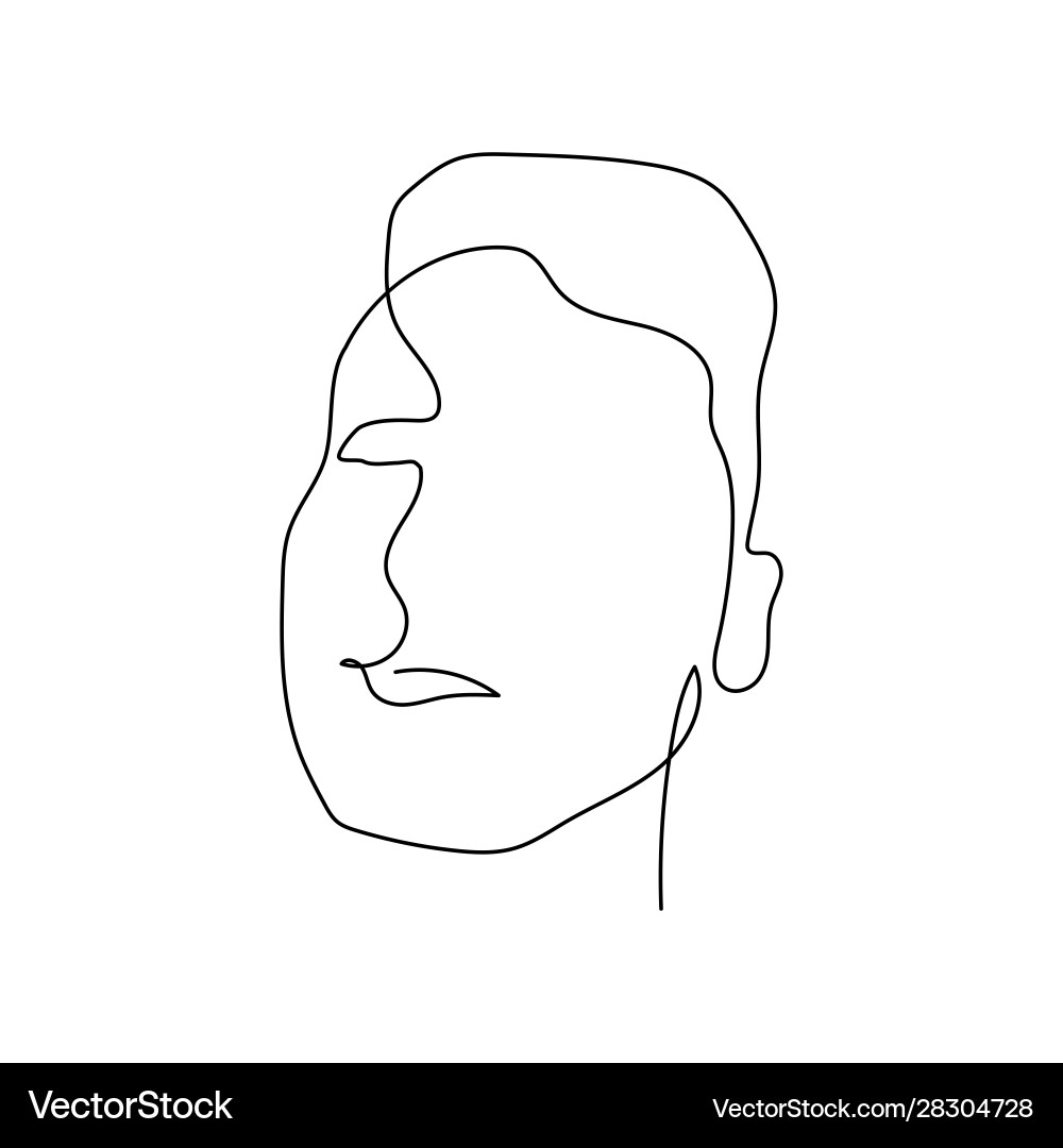 Continuous one line abstract face man stock Vector Image