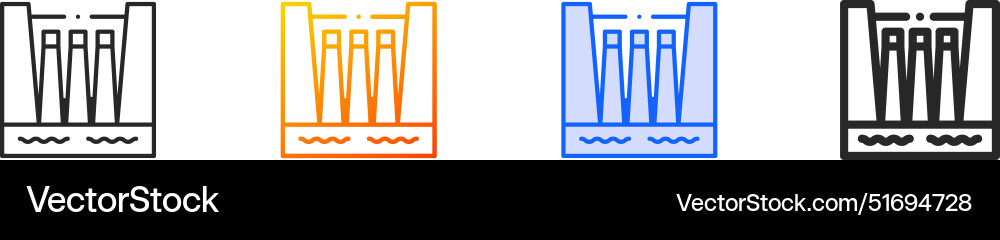 Dam iconthin linear gradient blue stroke and bold Vector Image