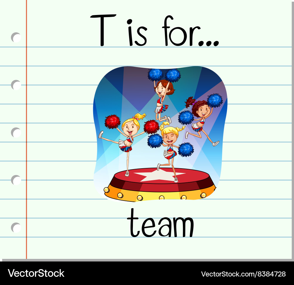 Flashcard letter t is for team Royalty Free Vector Image