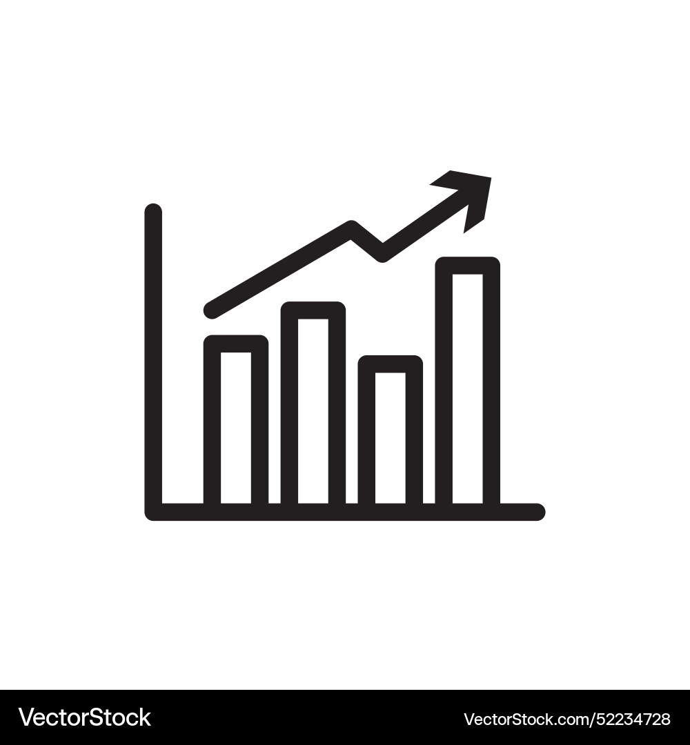 Increase chart icon 2 black line art logo Vector Image