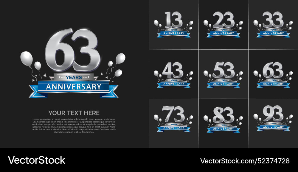Set of anniversary silver color Royalty Free Vector Image