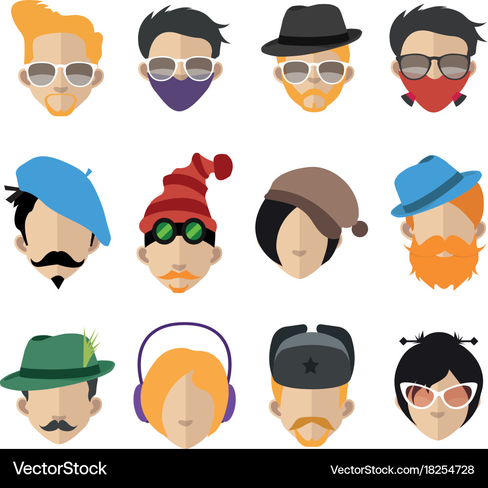 Set of people icons with faces Royalty Free Vector Image