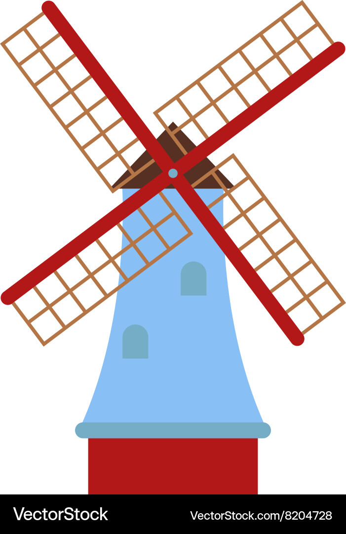 Traditional old windmill building color painted Vector Image