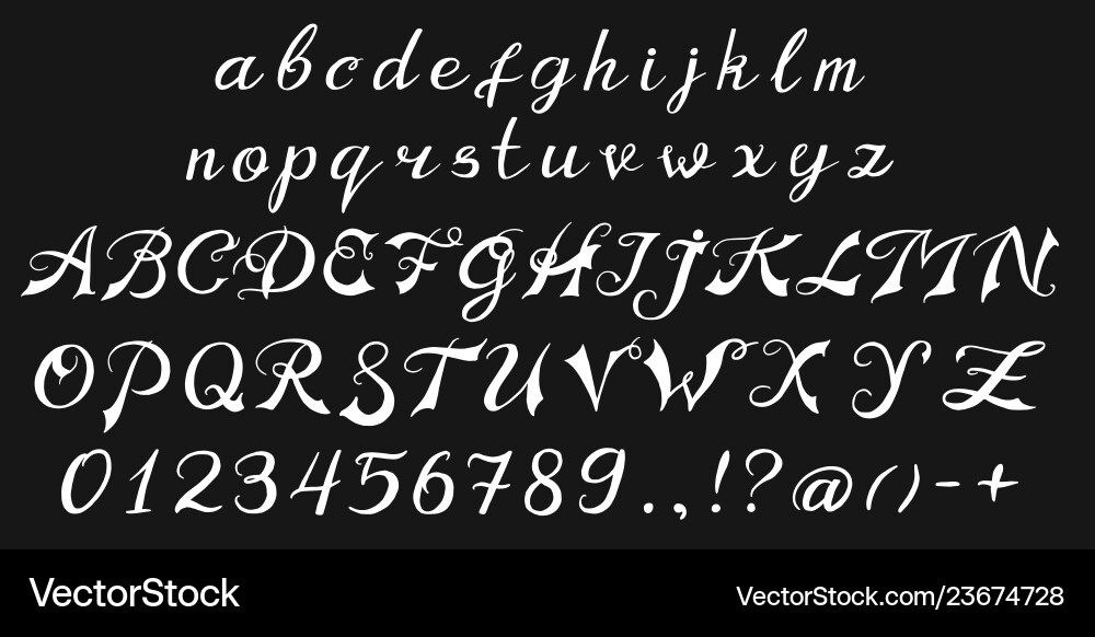 Vintage font handwritten alphabet sign painter Vector Image