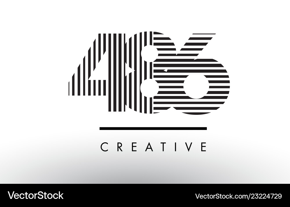 486 black and white lines number logo design Vector Image