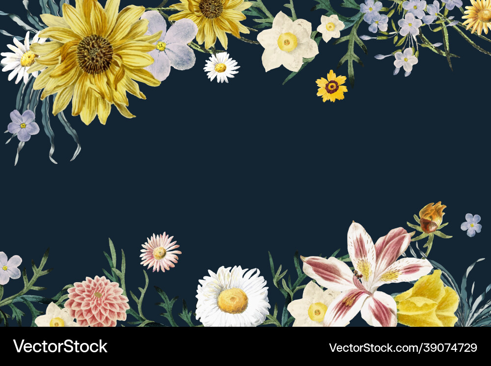Floral border vintage frame Royalty Free Vector Image
