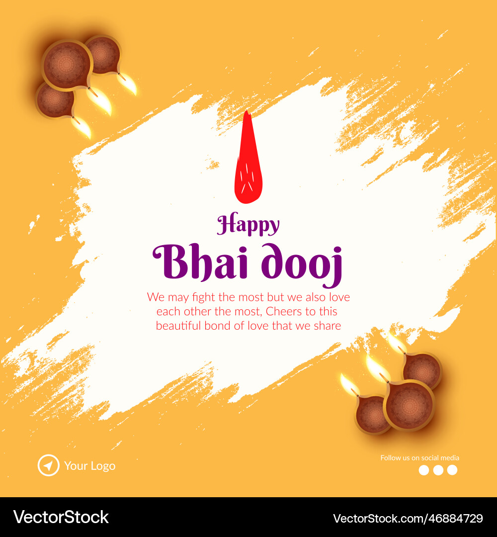 Happy bhai dooj banner design template Royalty Free Vector