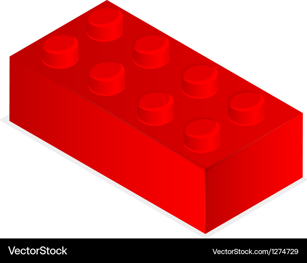 Lego red plastic building block Royalty Free Vector Image
